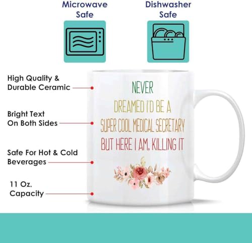 Medical Secretary Appreciation, Nurture Fulfilling Careers Gift for Women - Gray 11 Oz White Ceramic Coffee Mug