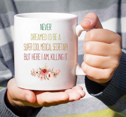 Medical Secretary Appreciation, Nurture Fulfilling Careers Gift for Women - Gray 11 Oz White Ceramic Coffee Mug