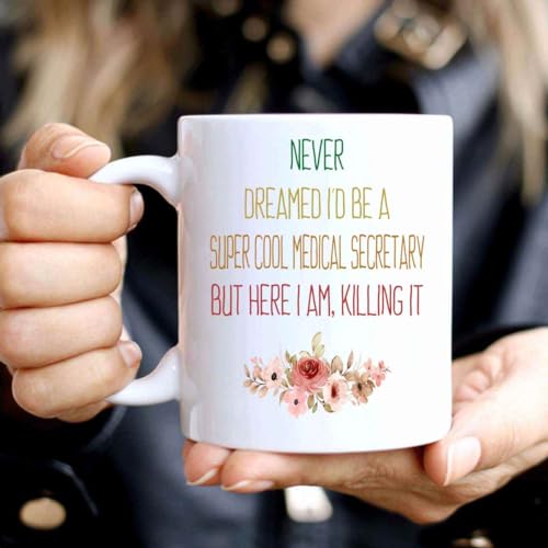 Medical Secretary Appreciation, Nurture Fulfilling Careers Gift for Women - Gray 11 Oz White Ceramic Coffee Mug