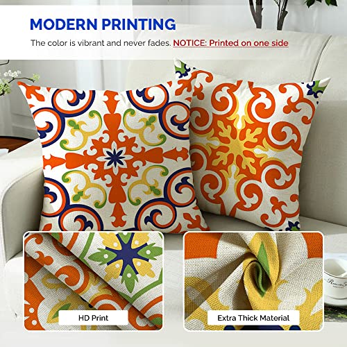 Cirzone Outdoor Pillow Covers 18x18 Set of 4 Waterproof Outdoor Pillows Couch Throw Pillow Covers Boho Decorative Pillow Covers Decorations for Patio, Garden, Home