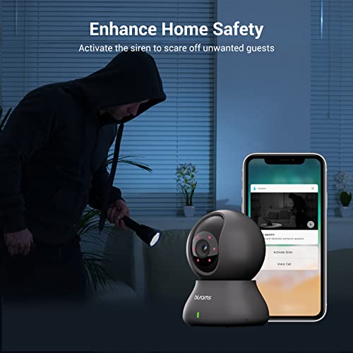 blurams Security Camera, 2K Baby Cameras Pet Camera 360-degree for Home Security w/Smart Motion Tracking, Phone App, IR Night Vision, Siren, Works with Alexa & Google Assistant & IFTTT, 2-Way Audio