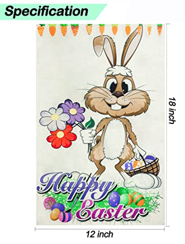 Easter Welcome Garden Flag 12×18 Inch Double Sided Bunny Flower Egg Outside Vertical Holiday Yard Flag