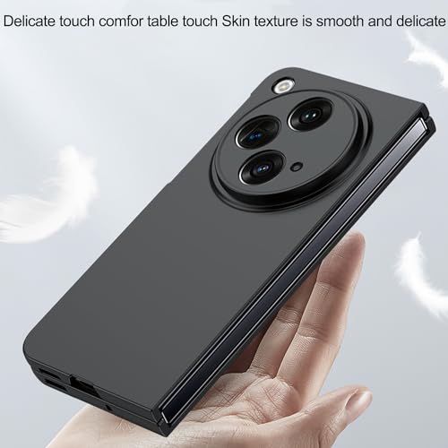 Designed for OnePlus Open Case with Screen Protectors [Hard PC Leather Slim Phone Case] [Shockproof Anti-Slip] Slim Case for OnePlus Open 2023 (Black)