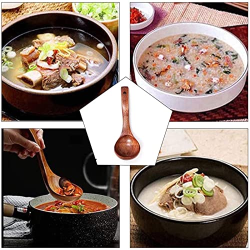 MABSSI Wooden Serving Spoon Ladle Large Natural Wood Soup Ladle Cooking Utensil Handmade Tableware for Kitchen Restaurant Porridge