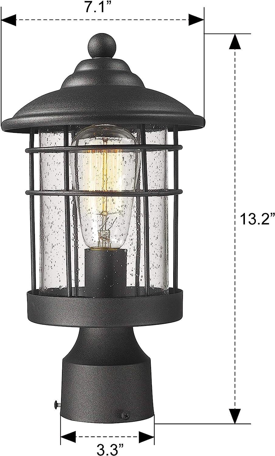 De Wen ModernChandelier, LED Outdoor Solar Post Light Fixture,Black Post Lamp Lantern for Garden Post Mount Landscape Yard Pathway Deck,Waterproof LED Landscape Light