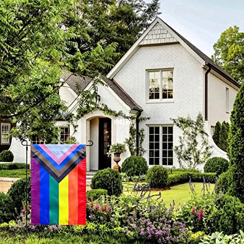 TSMD Progress Pride Garden Flag LGBTQ Inclusive Rainbow Flags Double Sided Outdoor Yard Decorative,12"x 18",2 Pack