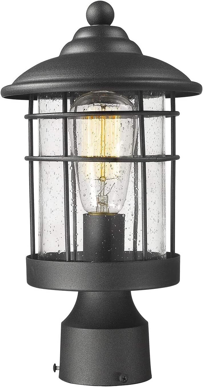 De Wen ModernChandelier, LED Outdoor Solar Post Light Fixture,Black Post Lamp Lantern for Garden Post Mount Landscape Yard Pathway Deck,Waterproof LED Landscape Light