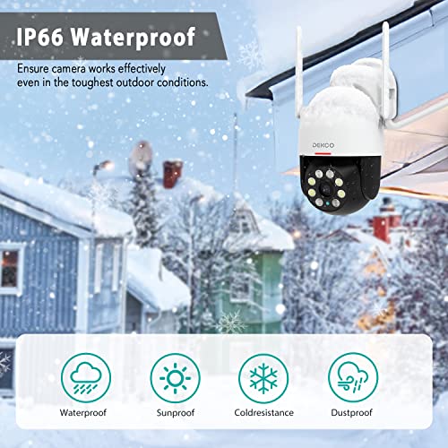 2K Security Camera Outdoor 2Packs, WiFi Outdoor Security Cameras Pan-Tilt 360° View, 3MP Surveillance Cameras with Motion Detection and Siren, 2-Way Audio, Full Color Night Vision, Waterproof