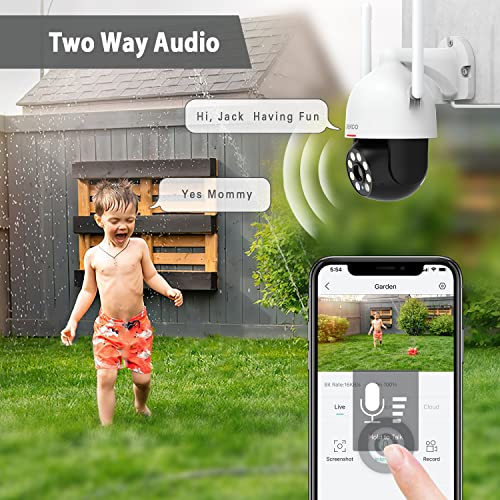 2K Security Camera Outdoor 2Packs, WiFi Outdoor Security Cameras Pan-Tilt 360° View, 3MP Surveillance Cameras with Motion Detection and Siren, 2-Way Audio, Full Color Night Vision, Waterproof