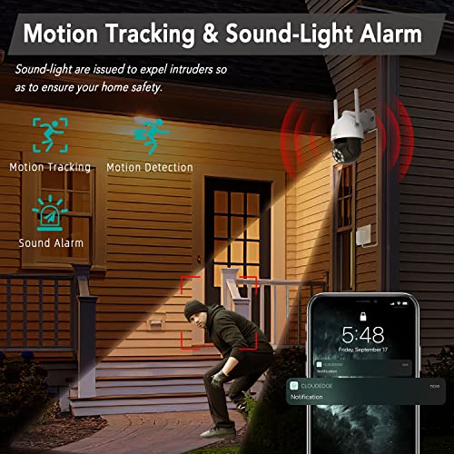 2K Security Camera Outdoor 2Packs, WiFi Outdoor Security Cameras Pan-Tilt 360° View, 3MP Surveillance Cameras with Motion Detection and Siren, 2-Way Audio, Full Color Night Vision, Waterproof