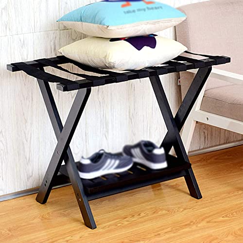 Guest Room Luggage Rack, Folding Suitcase Stand Luggage Rack Luggage Rack, Bedside Storage Rack, Clothes Rack, Foldable Solid Wood Luggage Rack, for Bedroom, Hotel, Guest Room, Hotel (Color : White, S