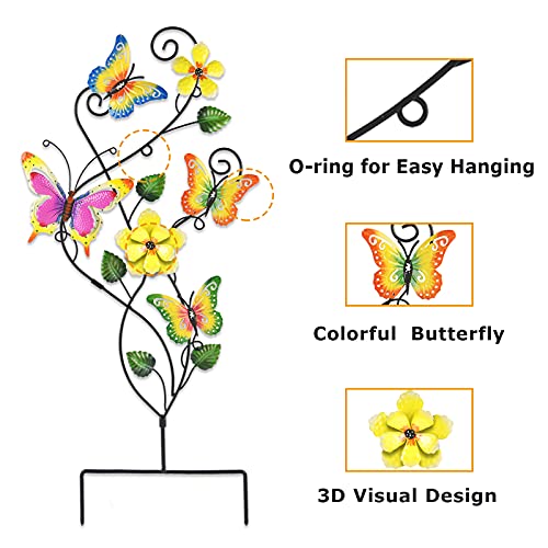 BAYN 30 Inch Butterfly Garden Stake Decor Art Butterfly Metal Wall Decor Trellis for Climbing Plants Outdoor Spring Decor Art Housewarming Gift