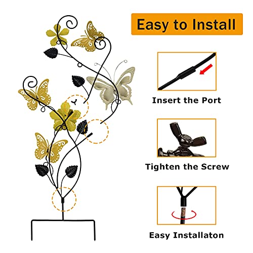 BAYN 30 Inch Butterfly Garden Stake Decor Art Butterfly Metal Wall Decor Trellis for Climbing Plants Outdoor Spring Decor Art Housewarming Gift