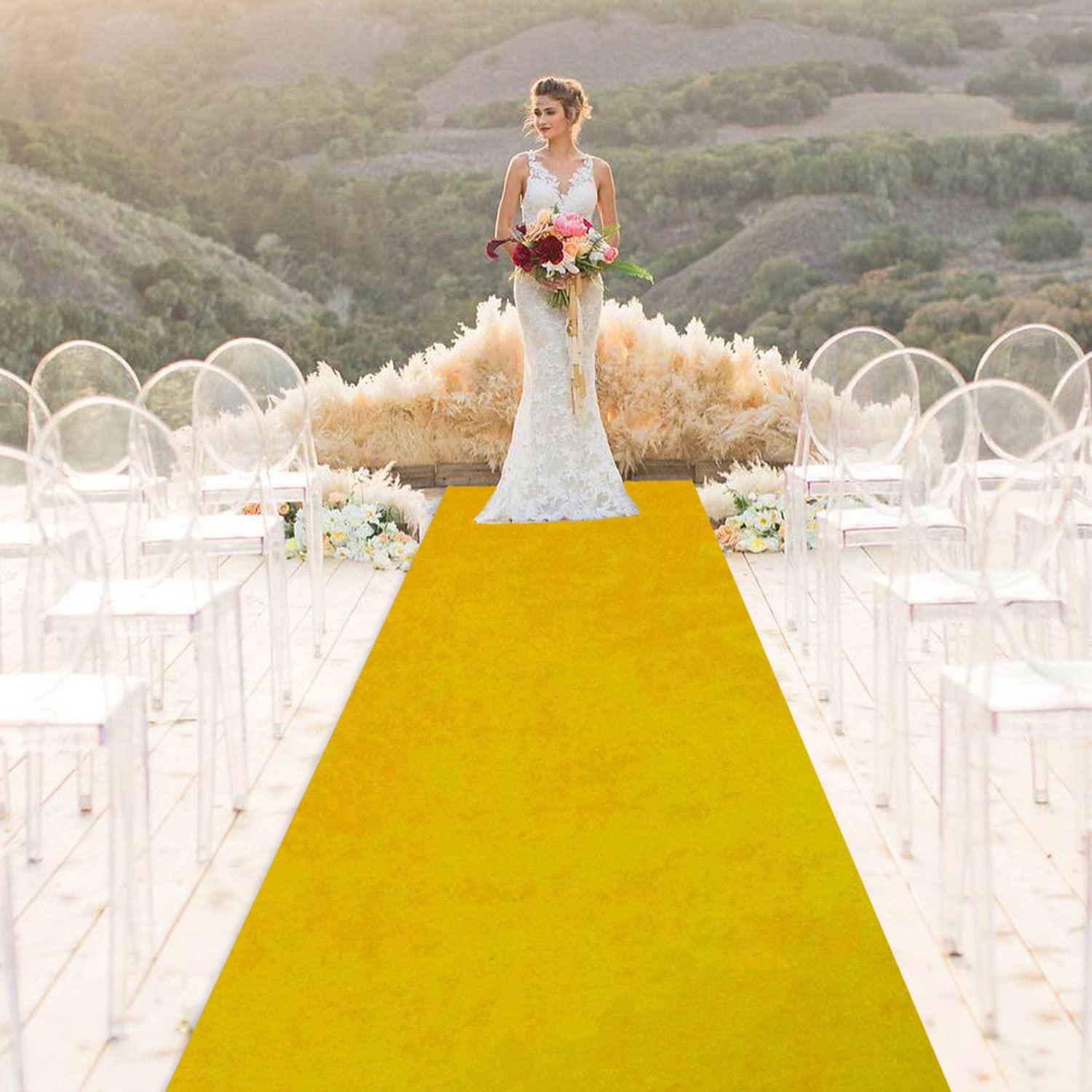 Wedding Aisle Runner Gold Aisle Runner for Ceremony Outside Aisle Runner Rug 3FTx15FT Aisle Runner Carpet for Hallway Velvet Fabric Floor Runner Aisle for Prom Beach Party Decorations Indoor Outdoor