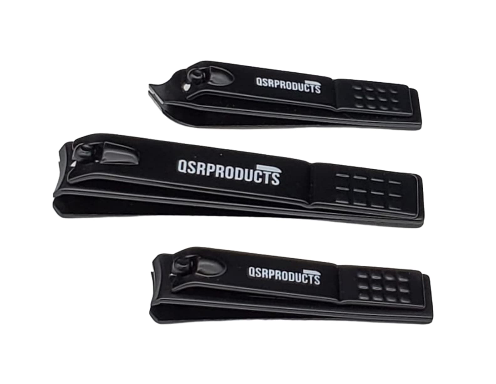 QSRProducts 3 Pc Nail Clipper Set - Finger, Toe and Straight Edge Clipper - Black Matte Stainless Steel