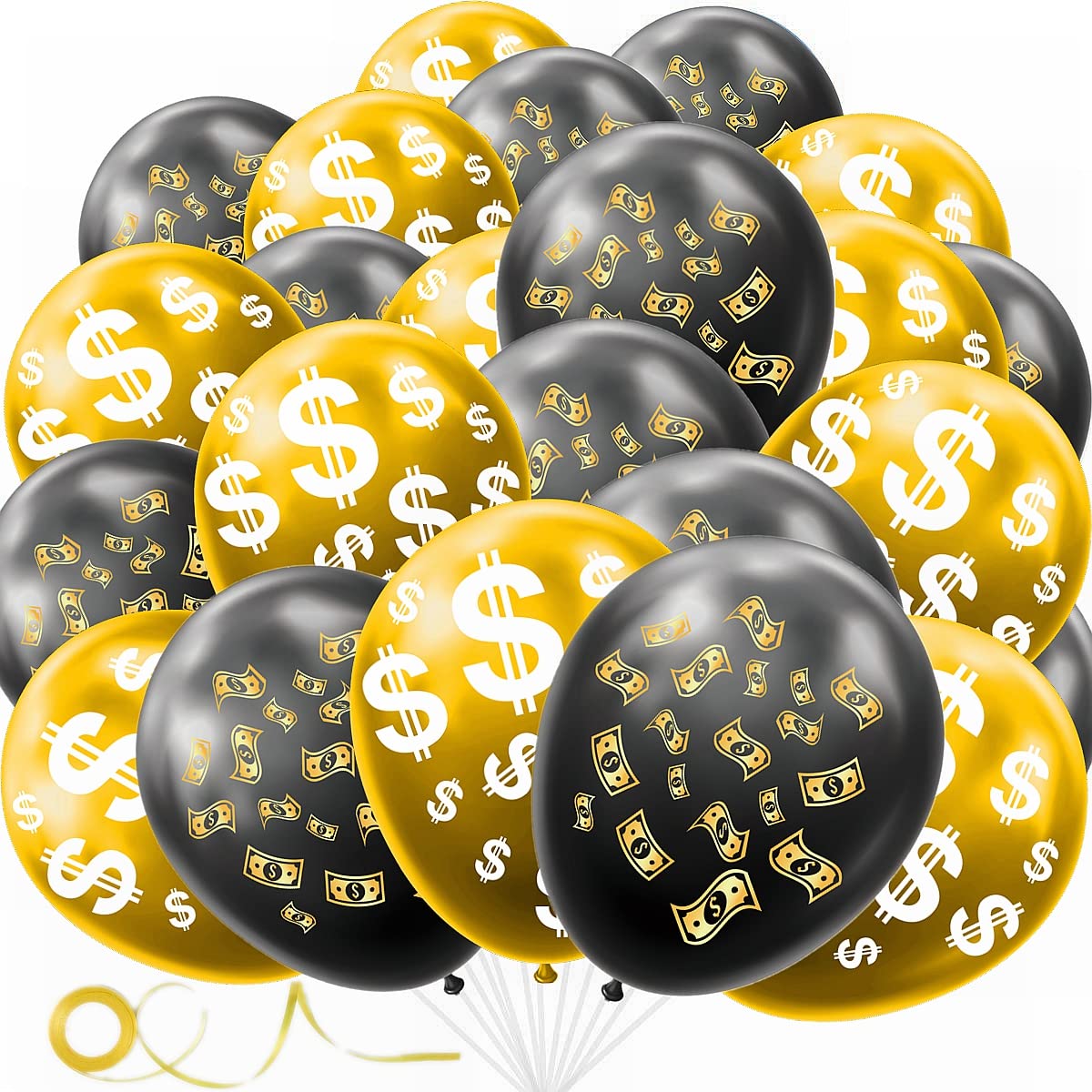 20pcs Money Dollar Currency Symbol Signs Latex Balloons Dollar Bill Party Balloons for Money Theme Party Birthday Las Vegas Casino Party Wedding Bachelorette Retirement Anniversary Graduation