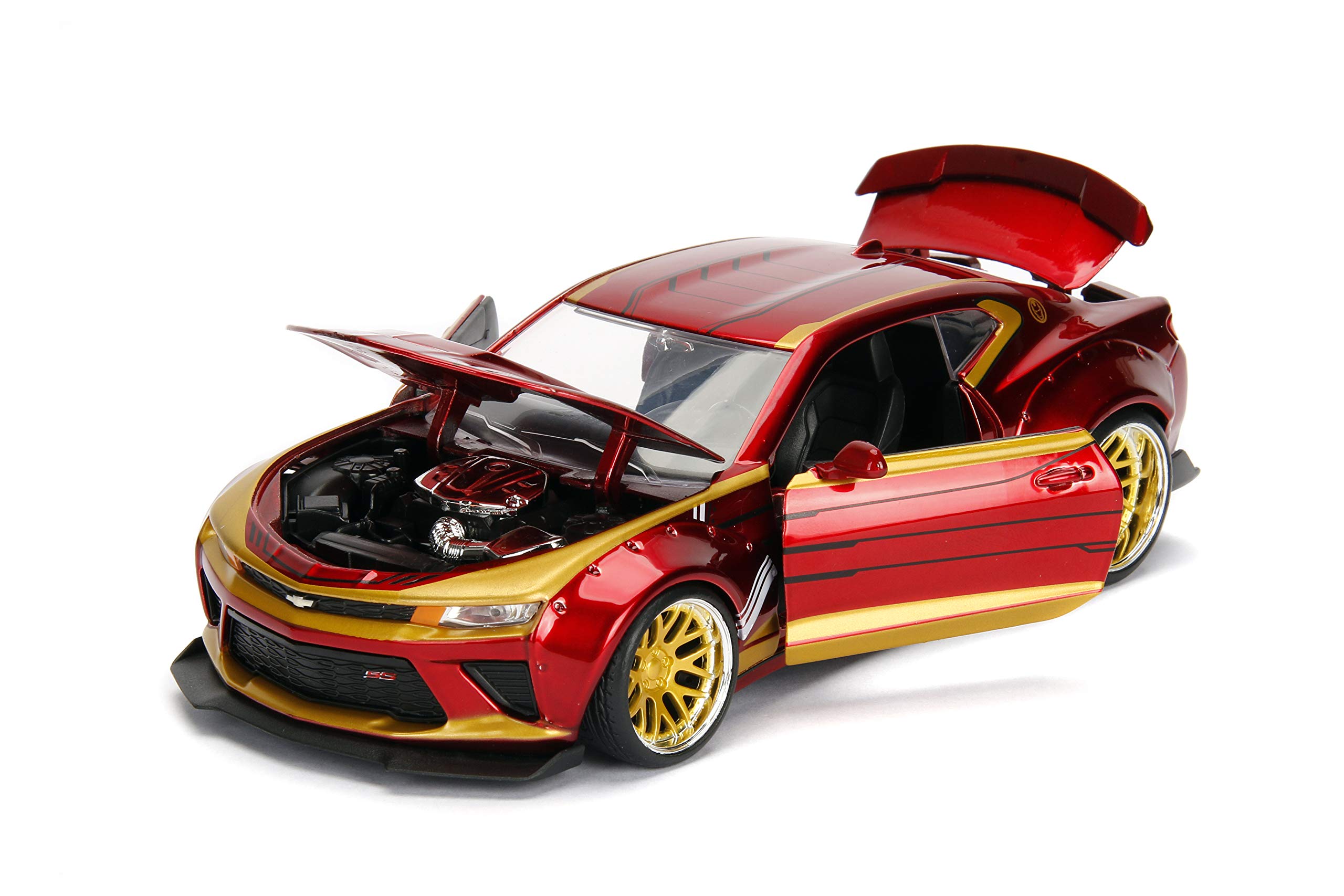Jada Toys Marvel Iron Man & 2016 Chevy Camaro Die-cast Car, 1:24 Scale Vehicle &2.75 Collectible Metal Figurine Red
