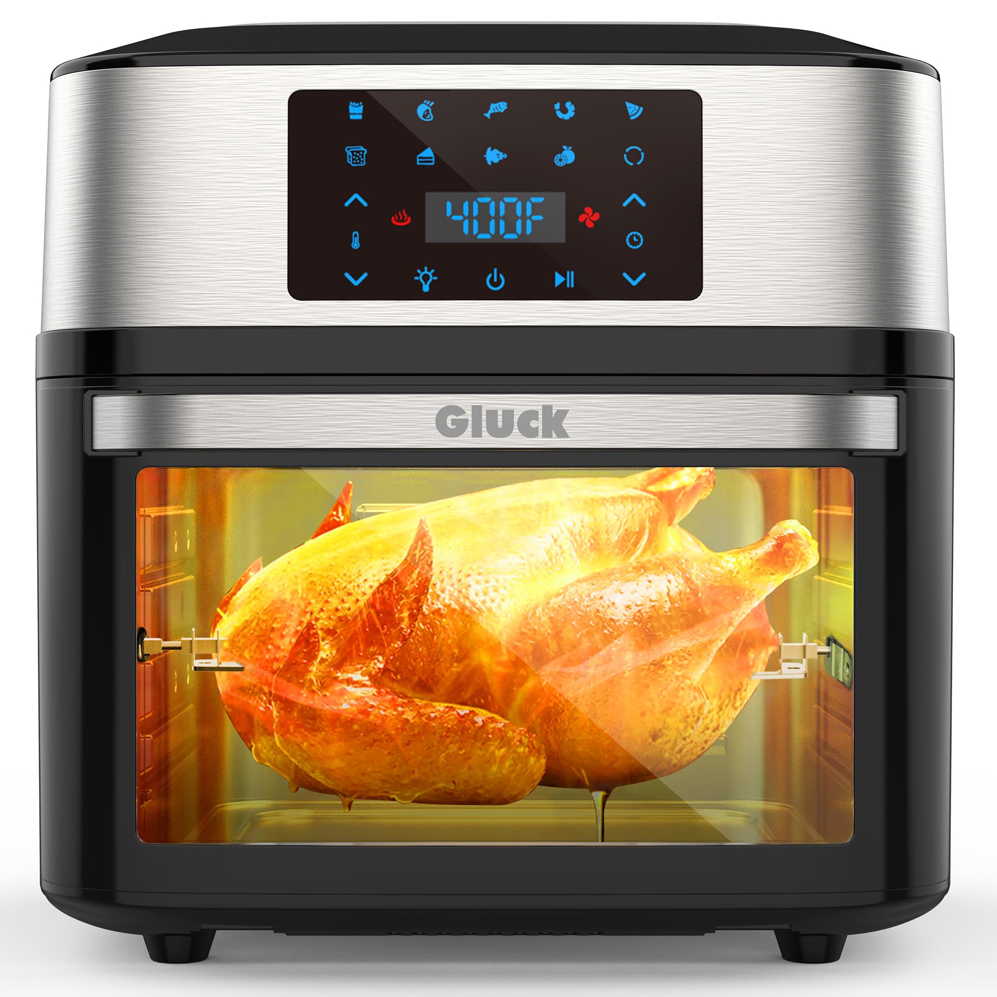 GLUCK Air Fryer Oven,10-in-1 20 QT Airfryer Toaster Oven with Visible Cooking Window,Large Air Fryer Toaster Oven Combo with Recipes & 13 Accessories , ETL Certification