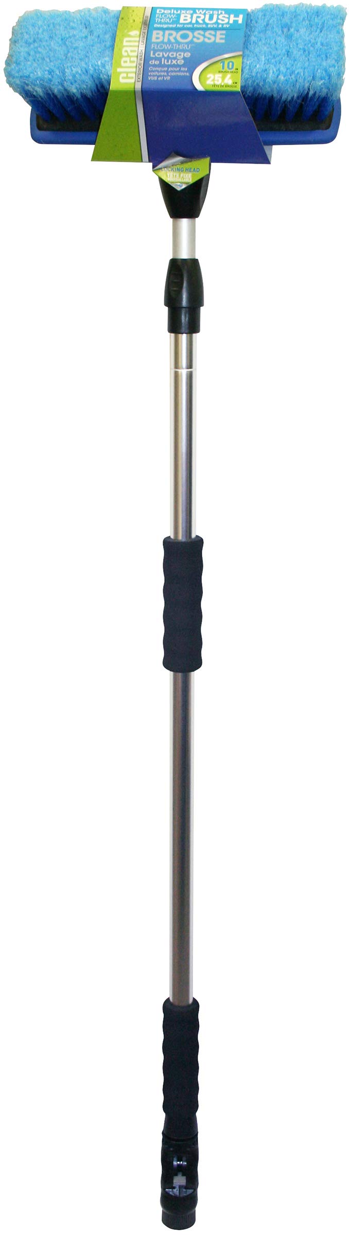 Carrand 93089 Flow-Thru 10" Wash Brush with 68" Aluminum Extension Pole , Black