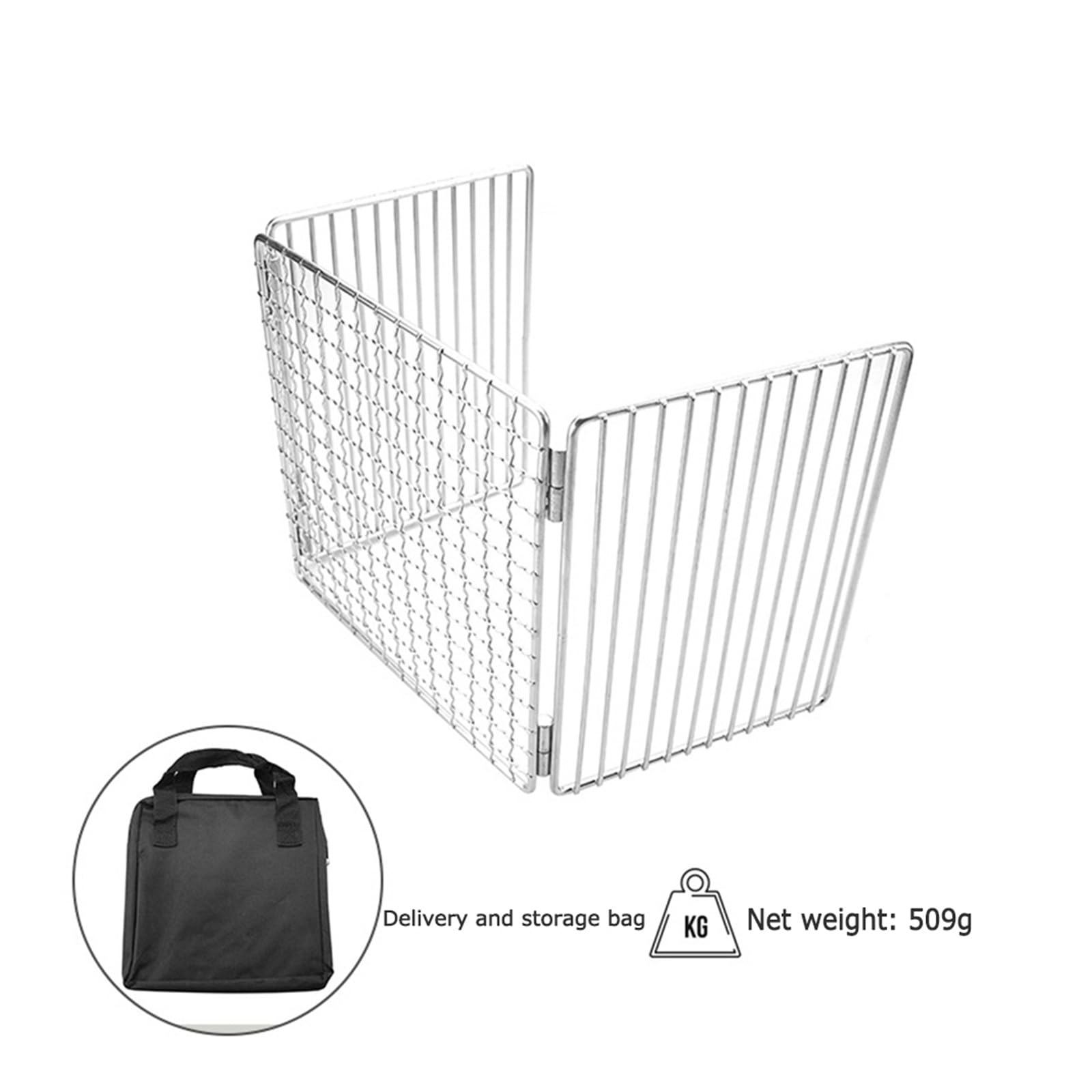 ZICANA BBQ Grill Stainless Steel Barbecue Grill Rack Cooking Foldable BBQ Grill Stand with Storage Bag Outdoor Accessories Picnic Picnic