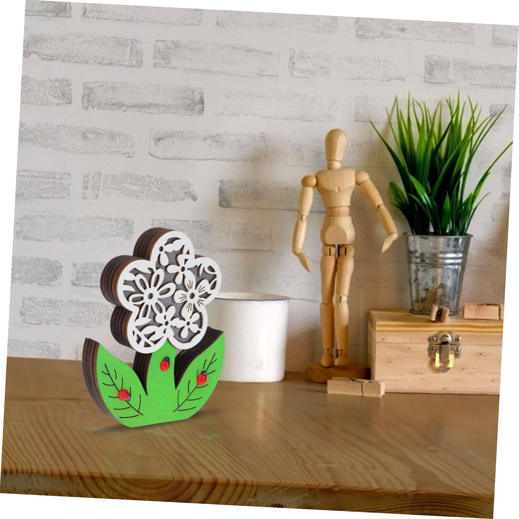 DOITOOL Floral Table Night Light Decor Wooden LED Light Indoor Night Lamp for Home Office Decoration