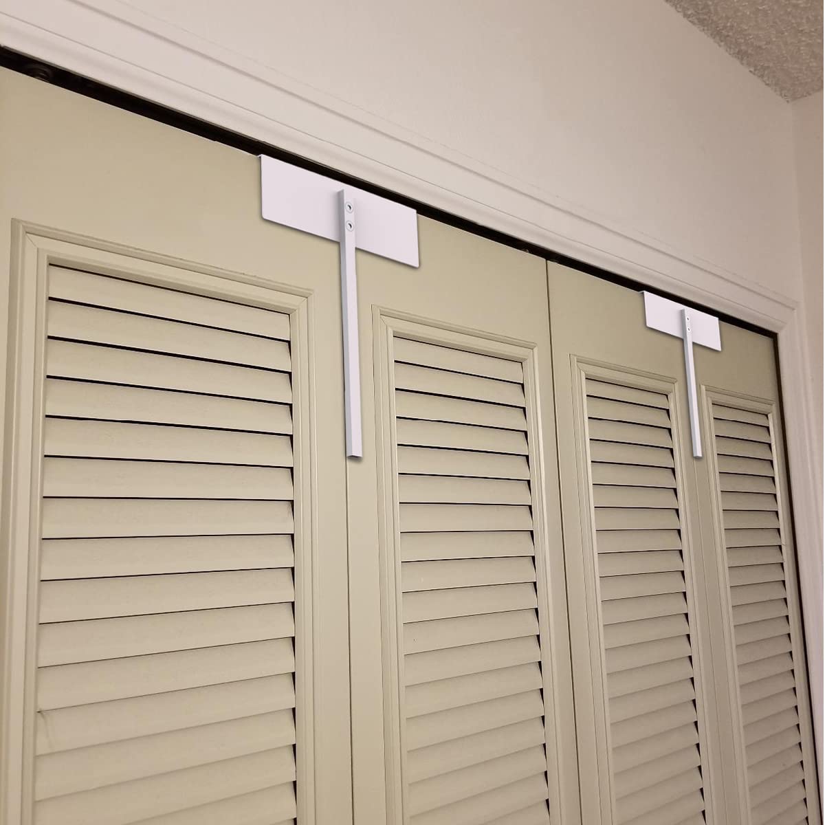 BILLROAD Metal Bifold Door Lock - Double Door Child Safety Locks Keep Toddler, Cats&Dogs Out of Closets, Cabinets, Pantry - No Need Install (2PC)