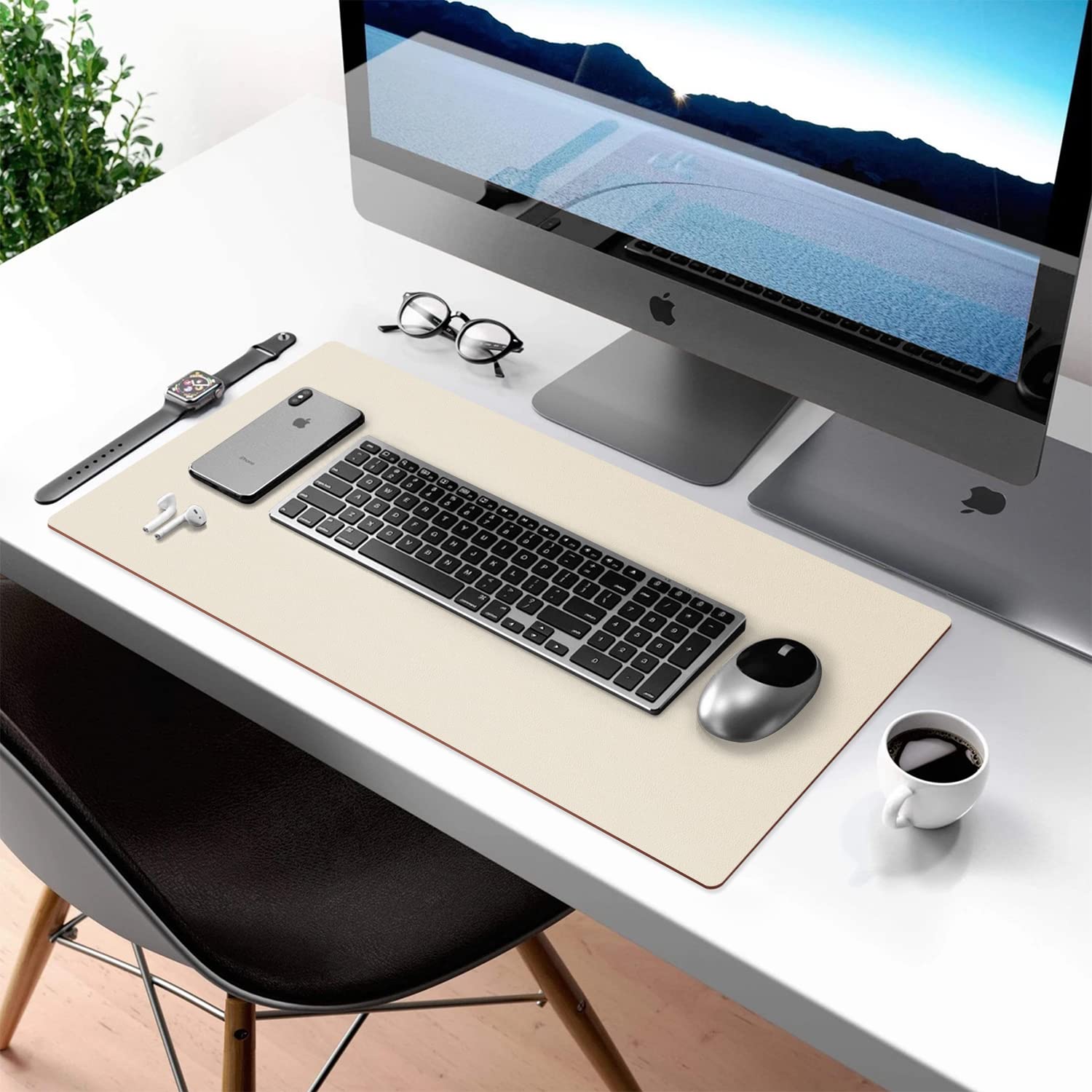 Desk Mat Large Protector Pad - Multifunctional Dual-Sided Office Desk Pad,Smooth Surface Soft Mouse Pad, Waterproof Desk Mat for Desktop, Pu Leather Desk Cover for Office/Home(Pink, 23.6" x 13.7")