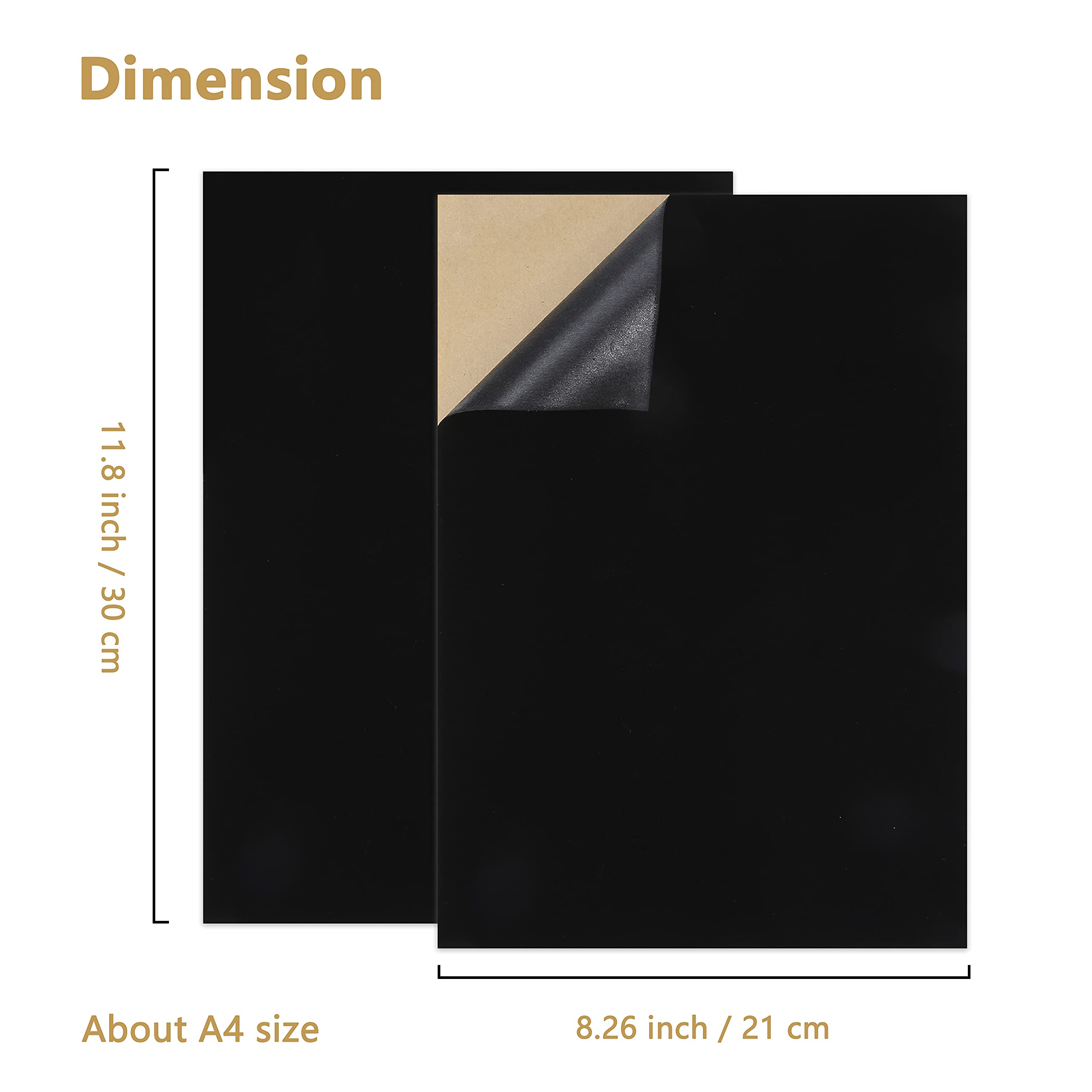 Caydo 12PCS Black Self Adhesive Felt Sheets, Soft Velvet Sticky Back Felt for Jewelry Box and Drawer Liner, Art and Craft Making(A4 Size)