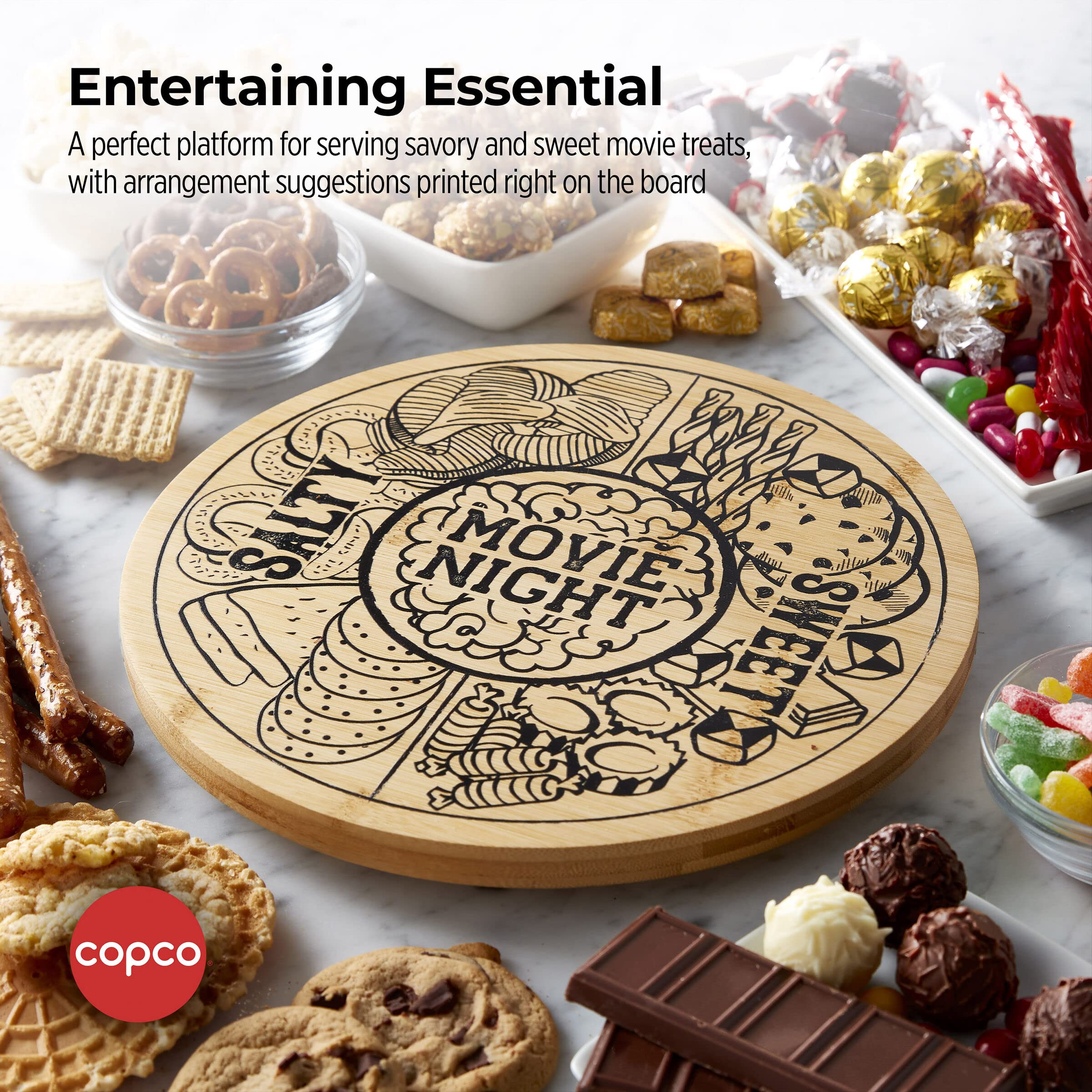 Copco Bamboo Lazy Susan Kitchen Turntable for Entertaining, Movie Night DIY Design, 10-Inch, Bamboo