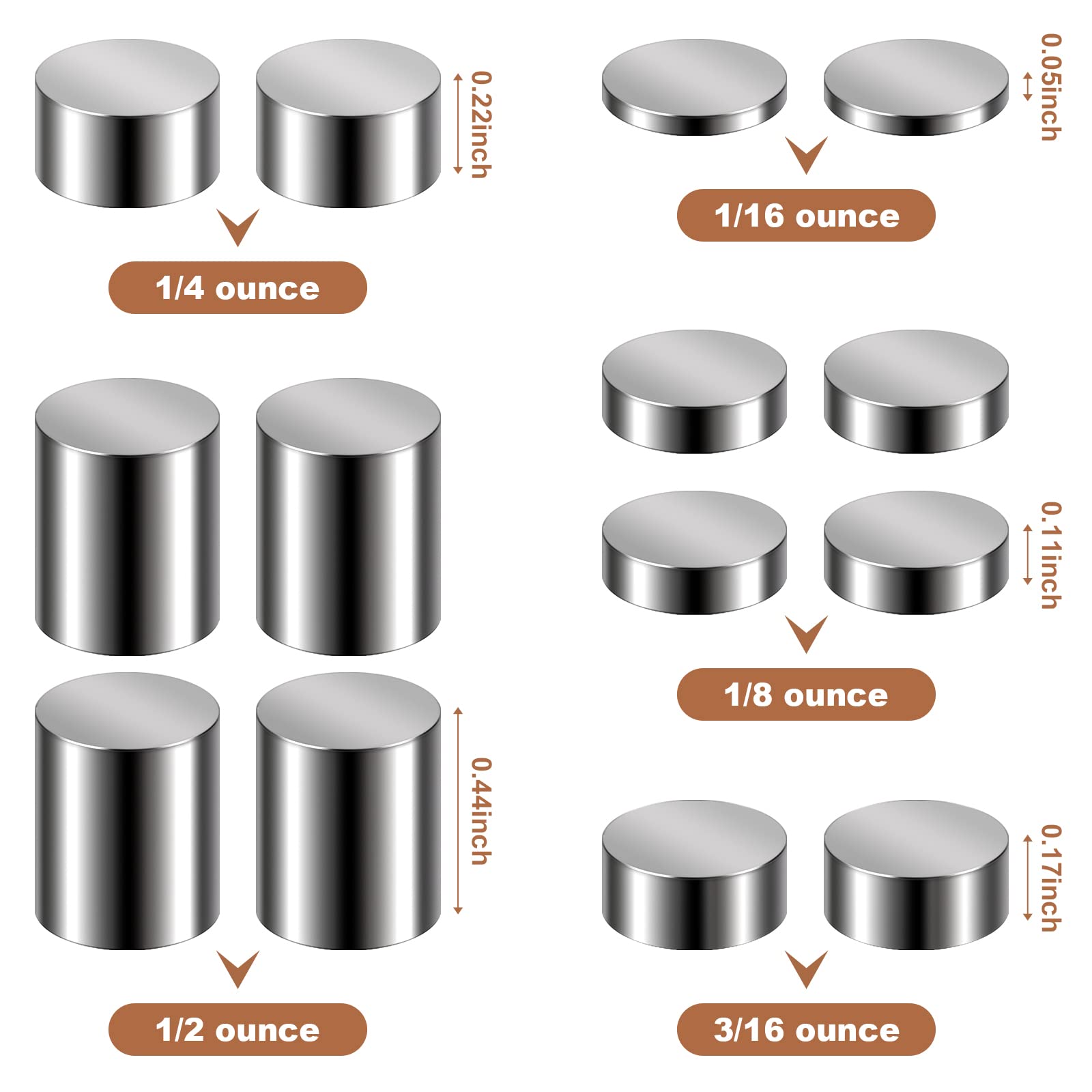 VAIPI Pinewood Derby Weights 3.5 oz Incremental and Configurable 3/8 Inch Tungsten Weights for Pinewood Derby Cylinders Cars (14Pcs)