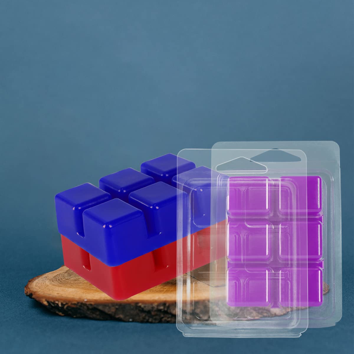 CBHTR 100 Packs Wax Melt Clamshells Molds, Clear Empty Plastic Cube Tray for Wickless Tarts Candles