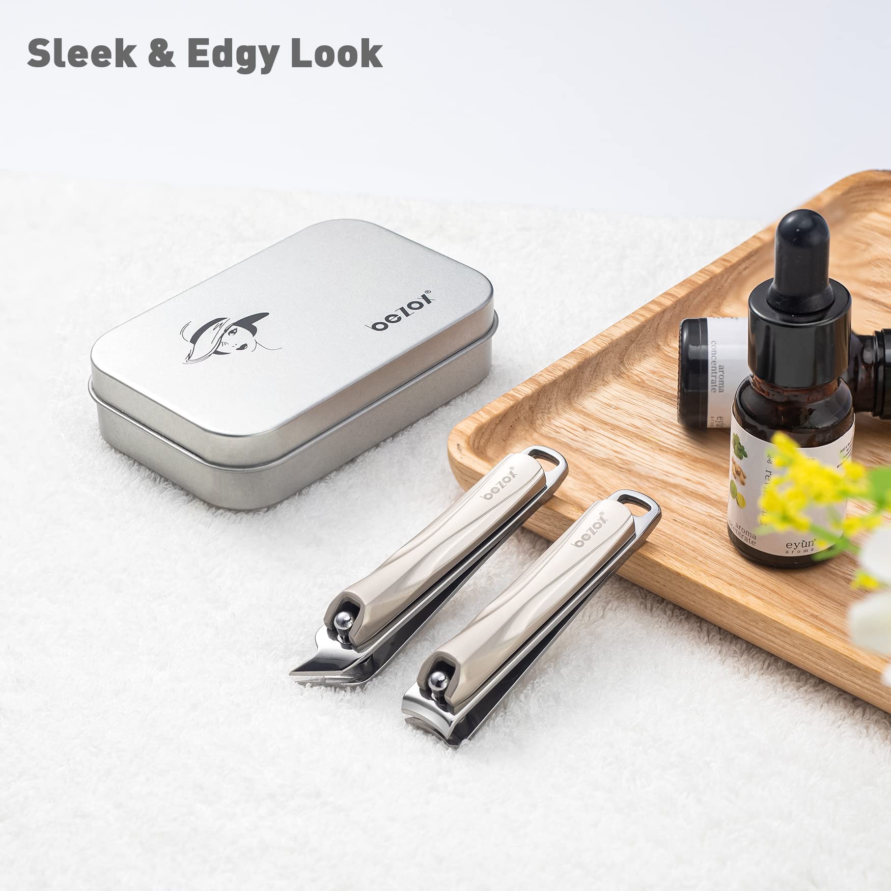 BEZOX Nail Clipper, Ultra Sharp Stainless Steel Toenail Clipper and Fingernail Clipper, 2 PCS Nail Cutter for Women and Men for Thick and Ingrown Nails