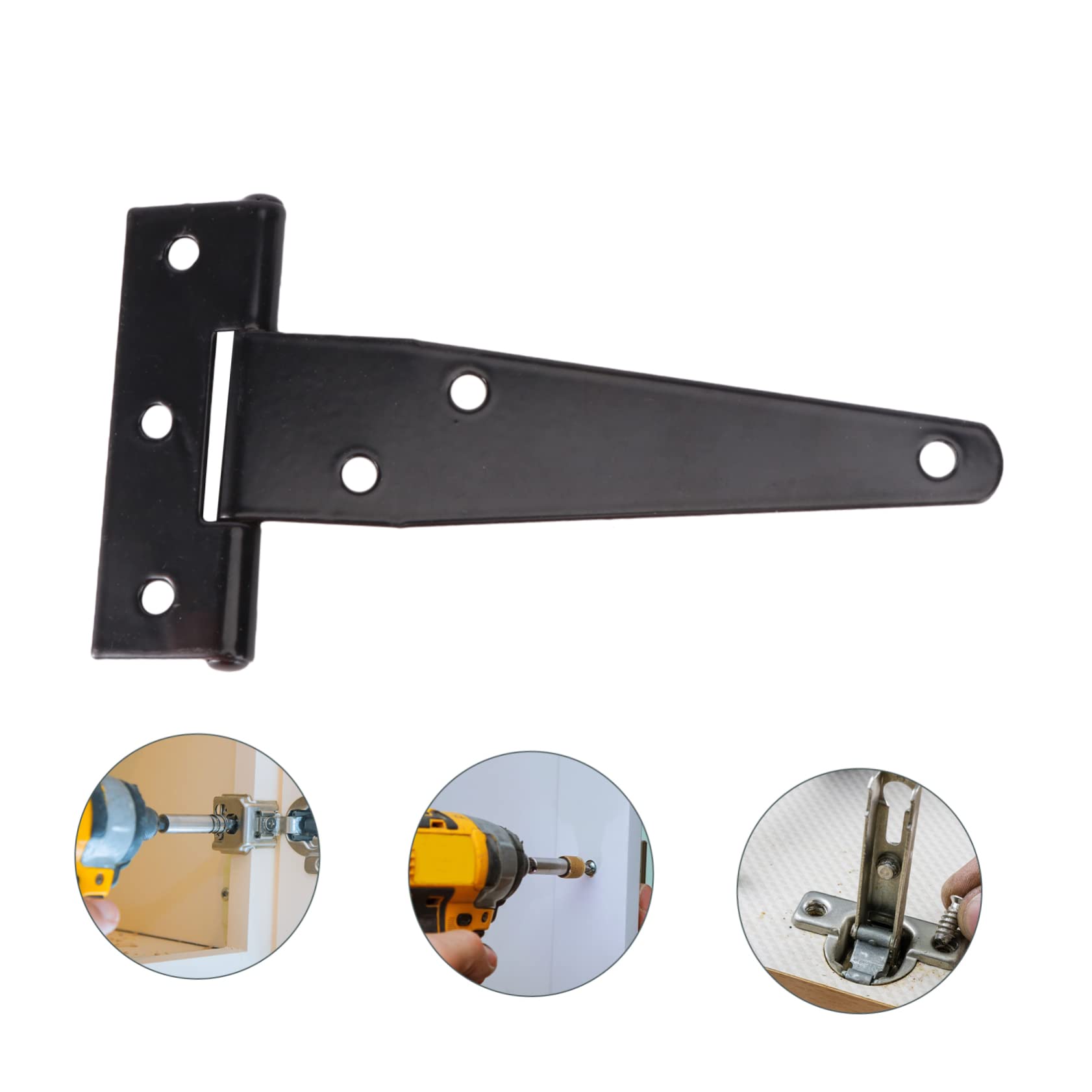 UKCOCO 6pcs 4 Barn Gate Hinges Black Cabinet Hinges Gate Hinges for Wooden Fences T Strap Hinges Square Barn Hinges Black Hinges Decorative Hinges 4 Inch Door Hinges Furniture Garden Shed