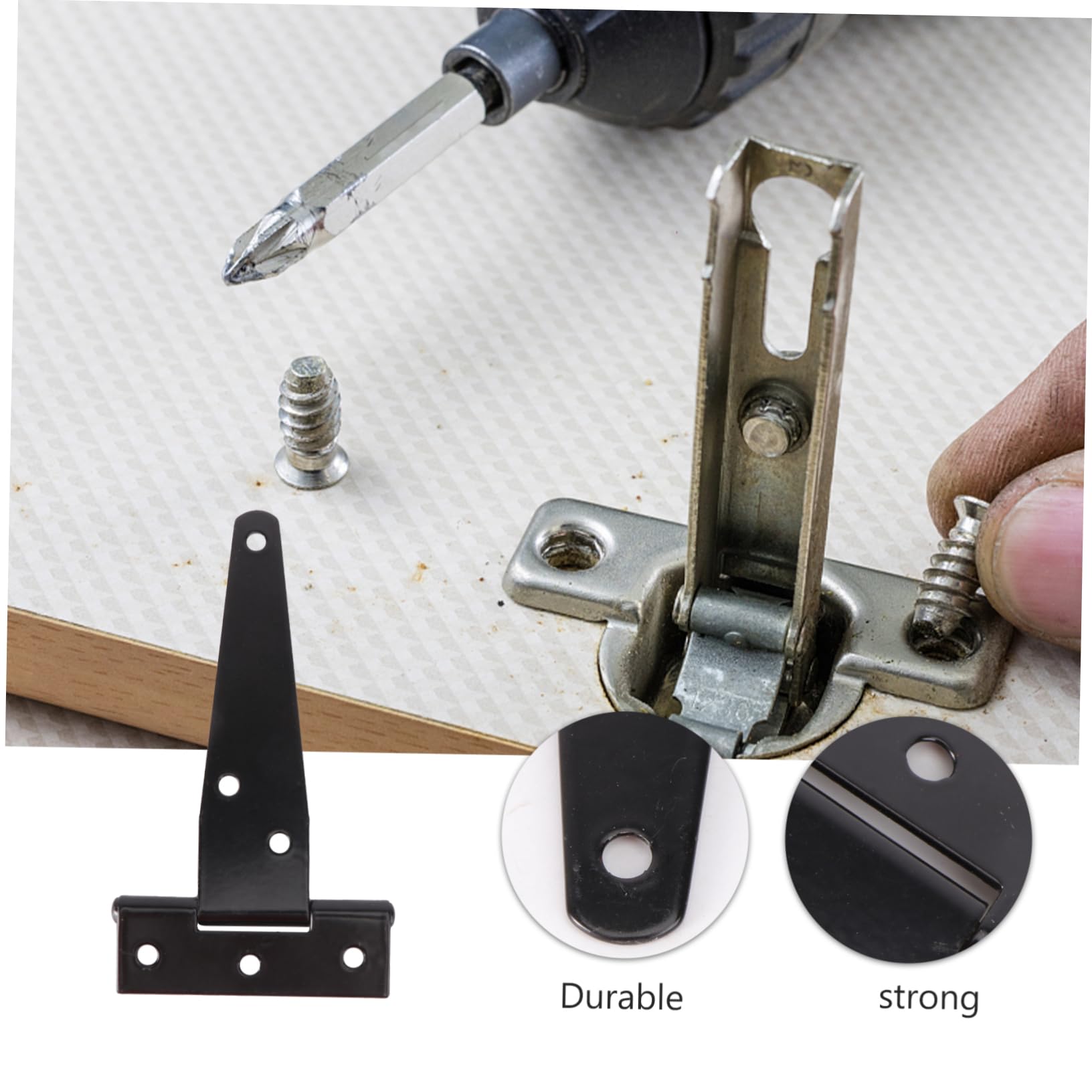 UKCOCO 6pcs 4 Barn Gate Hinges Black Cabinet Hinges Gate Hinges for Wooden Fences T Strap Hinges Square Barn Hinges Black Hinges Decorative Hinges 4 Inch Door Hinges Furniture Garden Shed