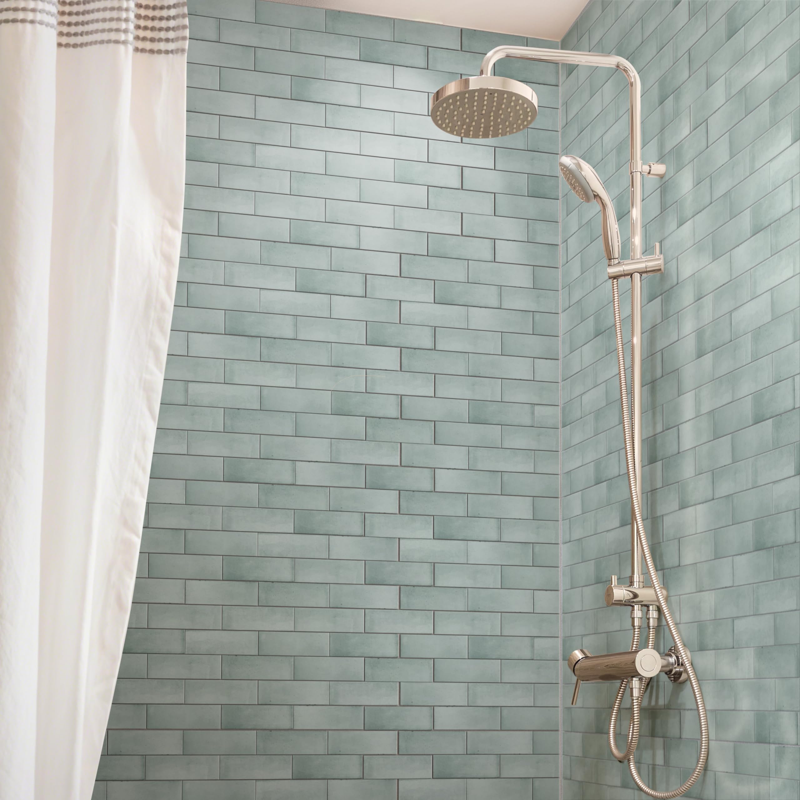 Merola Tile Coco Glossy Blue Grass 2" x 5-7/8" Porcelain Wall Tile