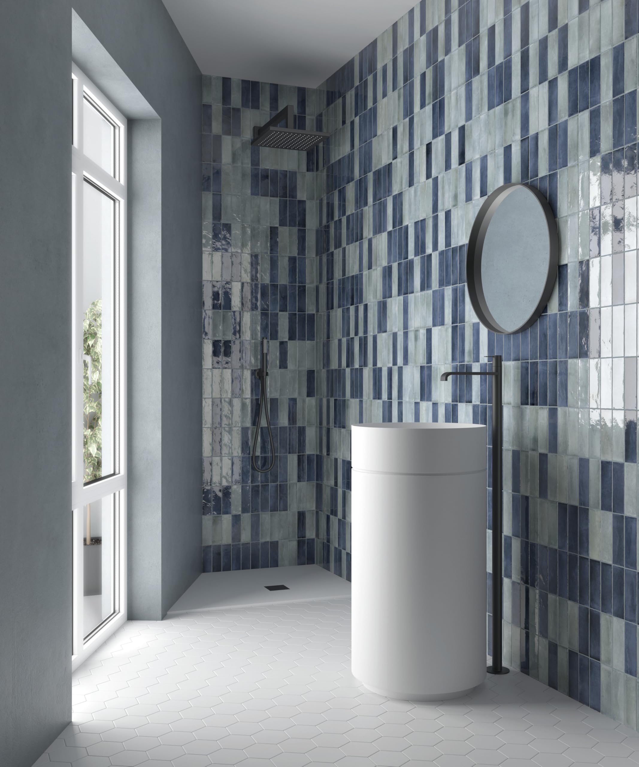 Merola Tile Coco Glossy Blue Grass 2" x 5-7/8" Porcelain Wall Tile