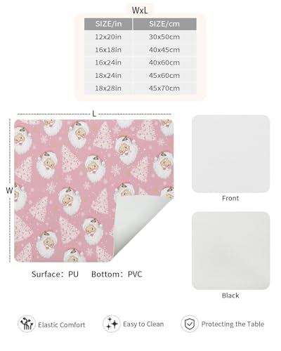 Coffee Mat for Counter, Pink Christmas Santa Truck Xmas Tree Snowflake Absorbent Hide Stain Coffee Bar Mat, Non-slip Coffee Bar Accessories Kitchen Drying Mat Fit Under Coffee Maker Espresso Machine