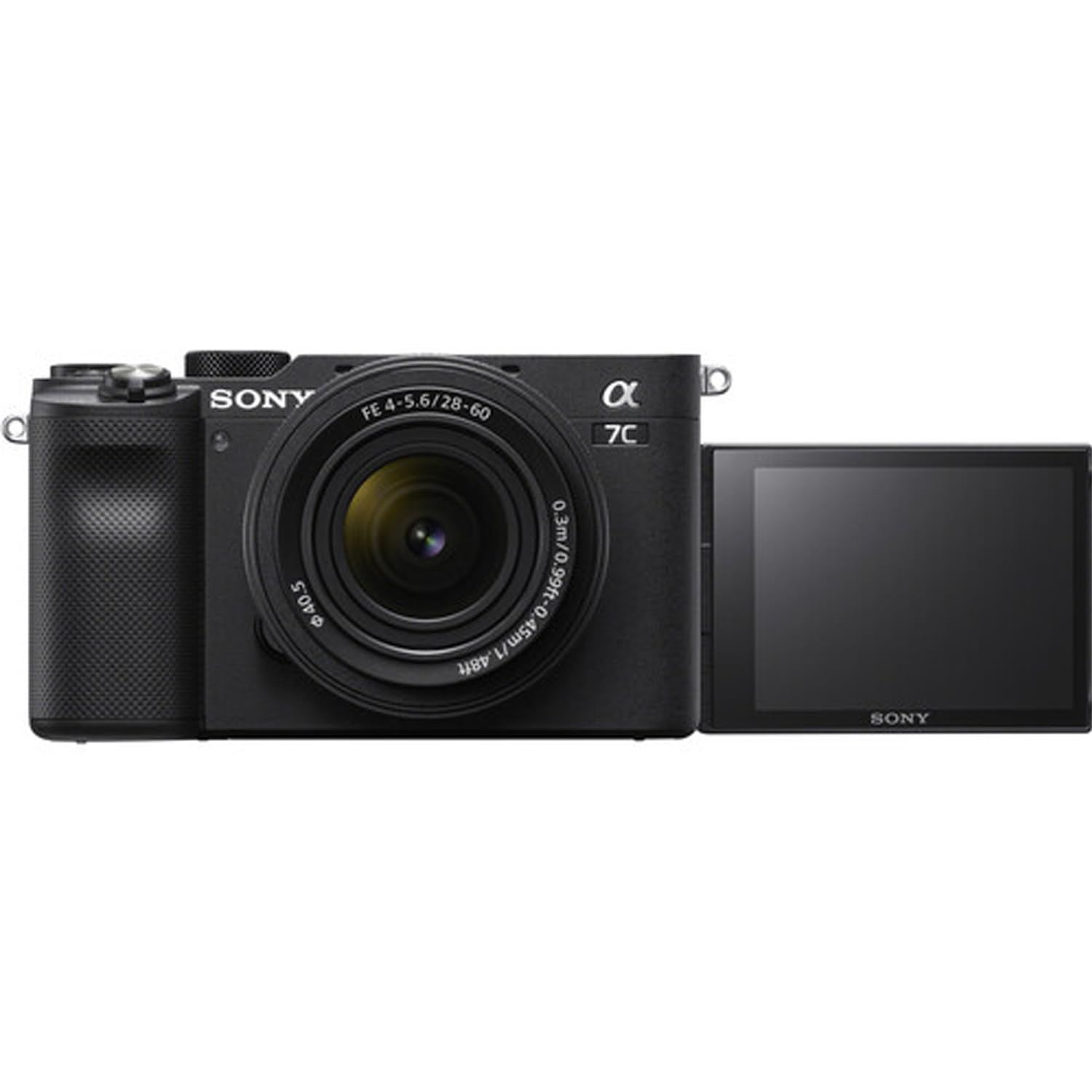 Sony Alpha a7C Mirrorless Digital Camera with 28-60mm Lens (Black) + LED Light, 2 x 64GB Memory Cards + NP-FZ-100 Battery + USB Card Reader + Microphone + Accessory Bundle (Renewed)