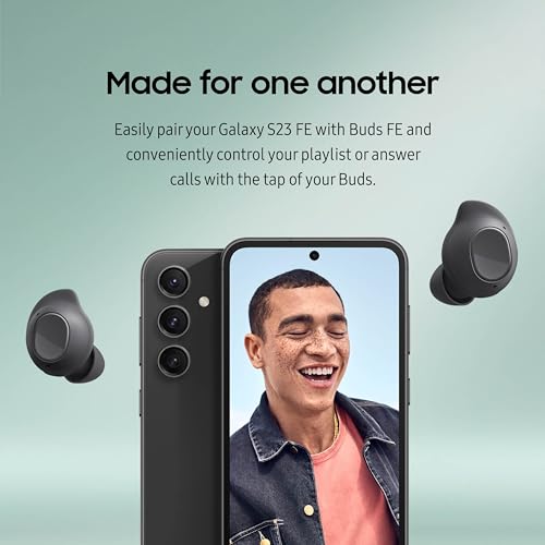 SAMSUNG Galaxy S23 FE Cell Phone (Purple) + $49.99 Buds FE (Graphite) 256GB Unlocked Android Smartphone w/ Long Battery Life and True Wireless Bluetooth Earbuds w/ Wing Tip Design, US Version, 2023
