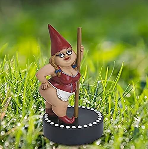 Pole Dancing Gnome Garden Statue! 6 Inch Pole Dancer Gnomes Figurine Garden Landscape Outdoor Decor! Polyresin Gnome Resin Dwarf Sculpture Art Decor!