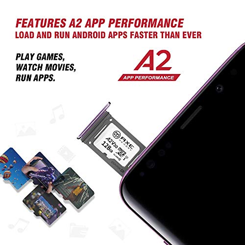 AXE MEMORY 128GB microSDXC Memory Card + SD Adapter with A2 App Performance, V30 UHS-I U3 4K
