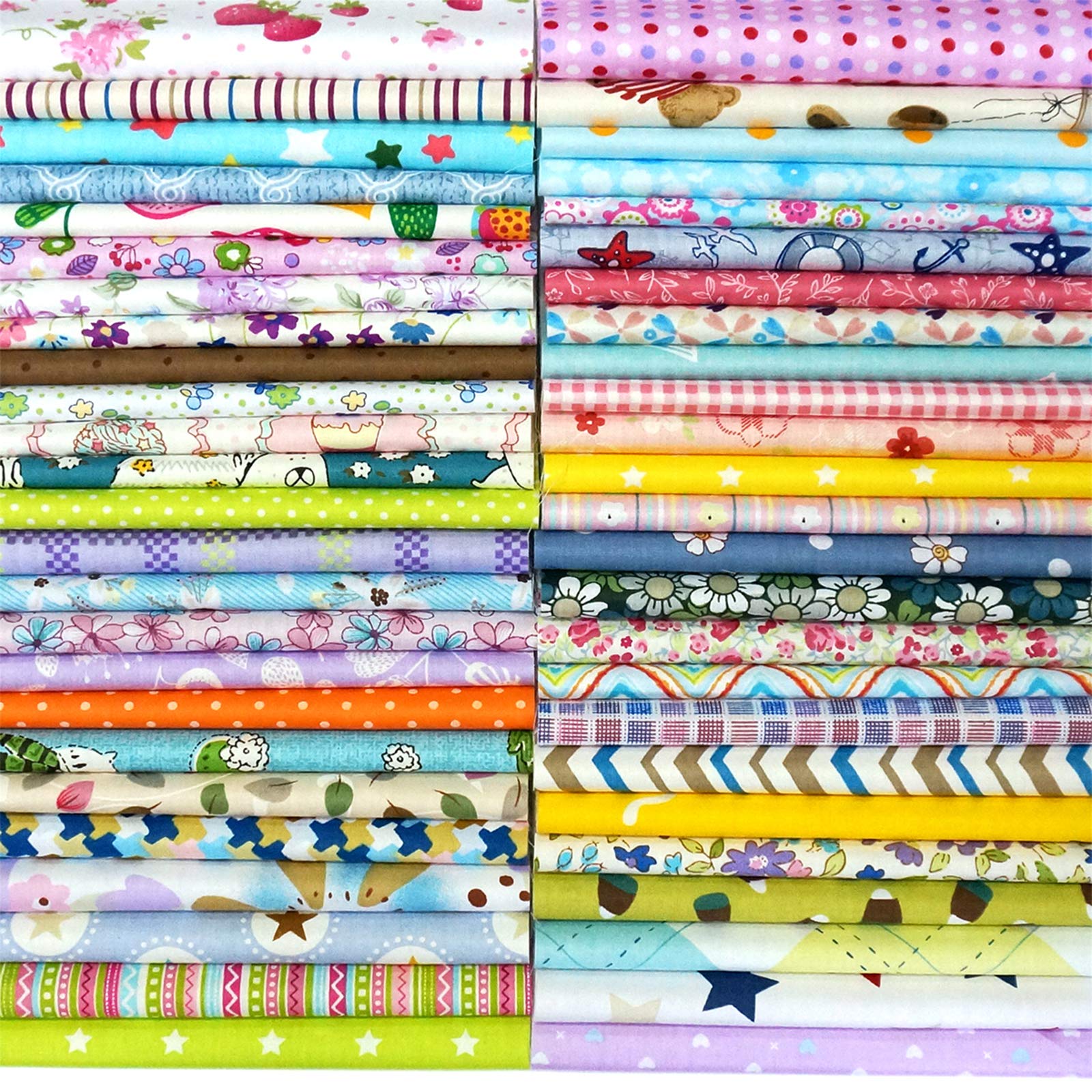Cotton Quilting Fabric Misscrafts 50pcs 8" x 8" (20cm x 20cm) Craft Supplies Top Fat Quarter Bundles Floral Precut Fabric Square for DIY Craft Patchwork