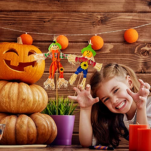 6 Pieces Mini Scarecrow on a Stick Fall Decoration Small Scarecrow Thanksgiving Decor Autumn Fall Harvest Standing Scarecrow Decor for Autumn, Halloween, Thanksgiving, Garden, Home, Yard, Porch()