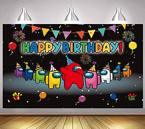 ZEADERS Video Game Theme Party Supplies Photography Backdrop Baby Happy Birthday Party Banner Photo Background Cake Table Decoration for Indoor Outdoor Living Room Yard (5x3.3ft)