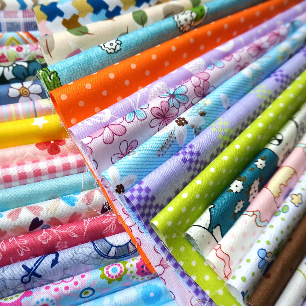 Cotton Quilting Fabric Misscrafts 50pcs 8" x 8" (20cm x 20cm) Craft Supplies Top Fat Quarter Bundles Floral Precut Fabric Square for DIY Craft Patchwork