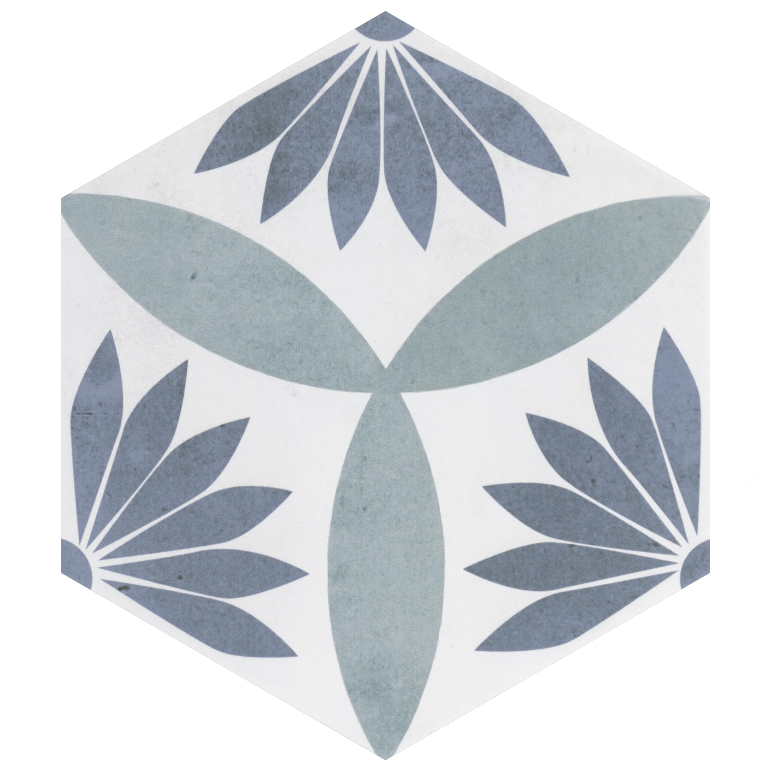 Merola Tile Coco Hex Camellia Blue 7" x 8" Porcelain Floor and Wall Tile