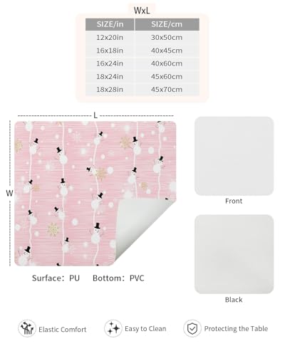 LaBLUUX Coffee Mat for Counter, Pink Christmas Snowman Snowflake Absorbent Hide Stain Coffee Bar Mat, Non-Slip Coffee Bar Accessories Kitchen Drying Mat Fit Under Coffee Maker Espresso Machine