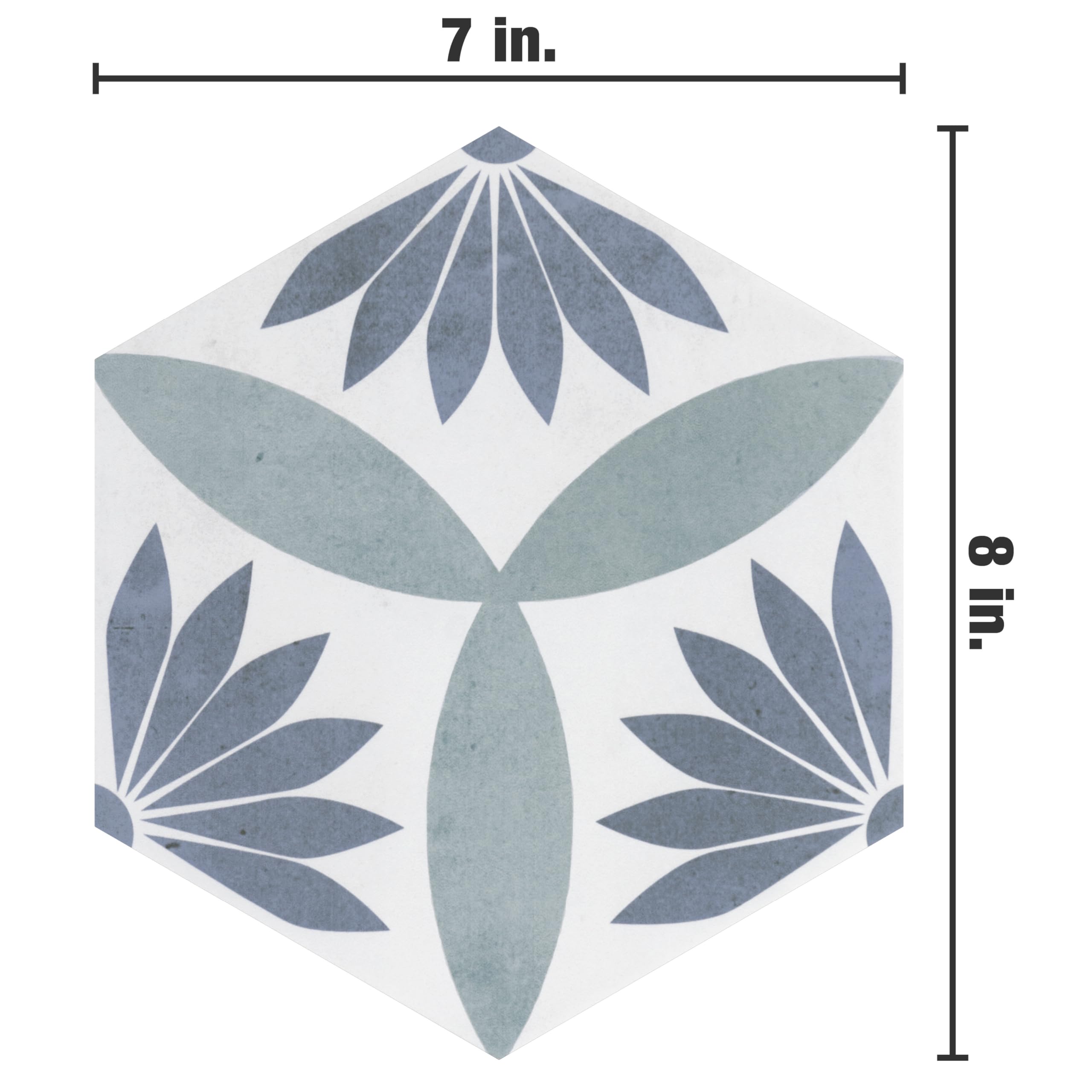 Merola Tile Coco Hex Camellia Blue 7" x 8" Porcelain Floor and Wall Tile