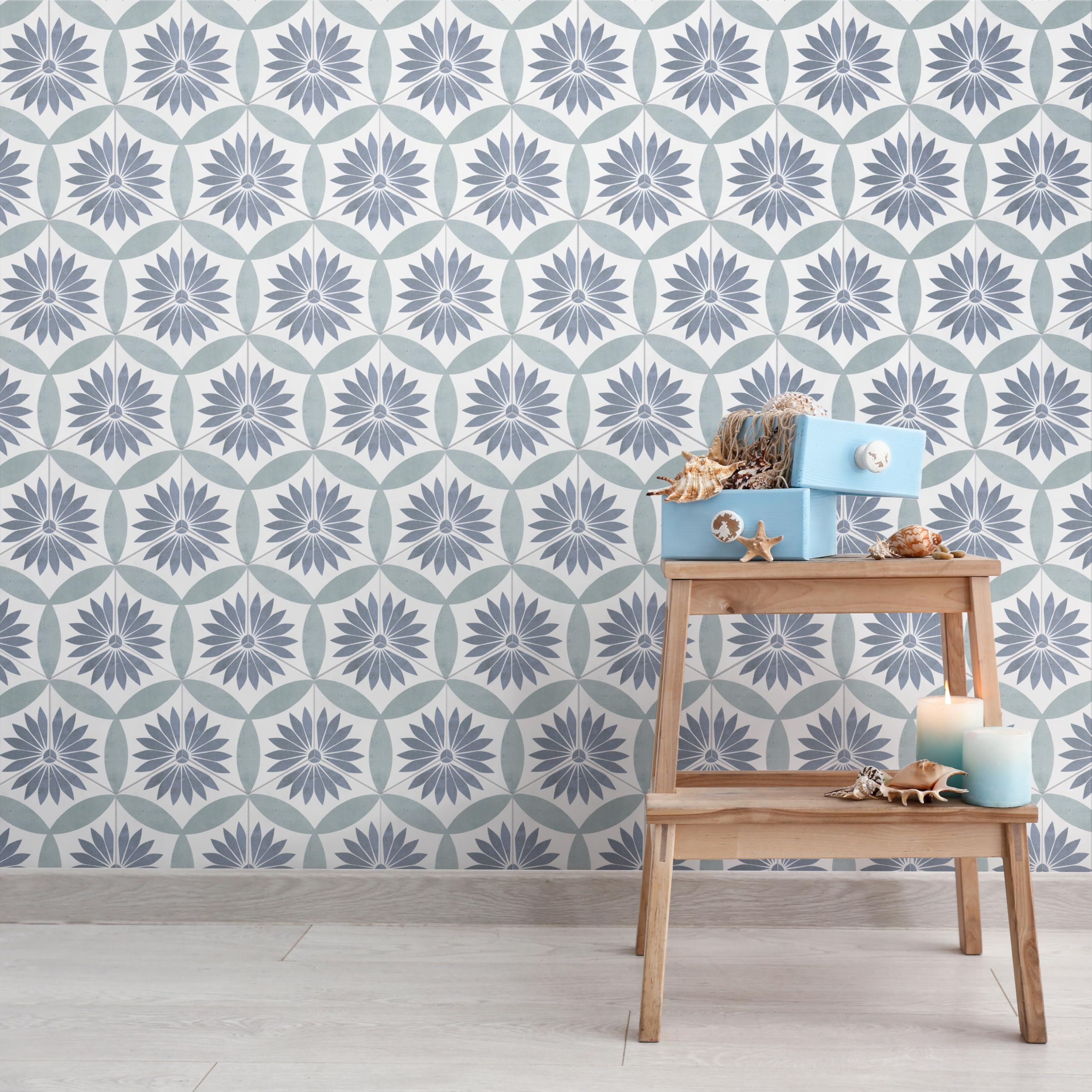 Merola Tile Coco Hex Camellia Blue 7" x 8" Porcelain Floor and Wall Tile