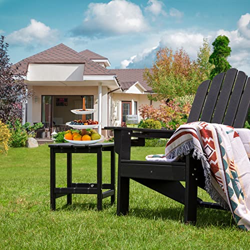 DAILYLIFE Side Table, Plastic Outdoor Adirondack End Table, Patio Coffee Table, Weather Resistant, Pool Composite Outdoor Tables for Patio Deck Garden, Backyard & Lawn Furniture